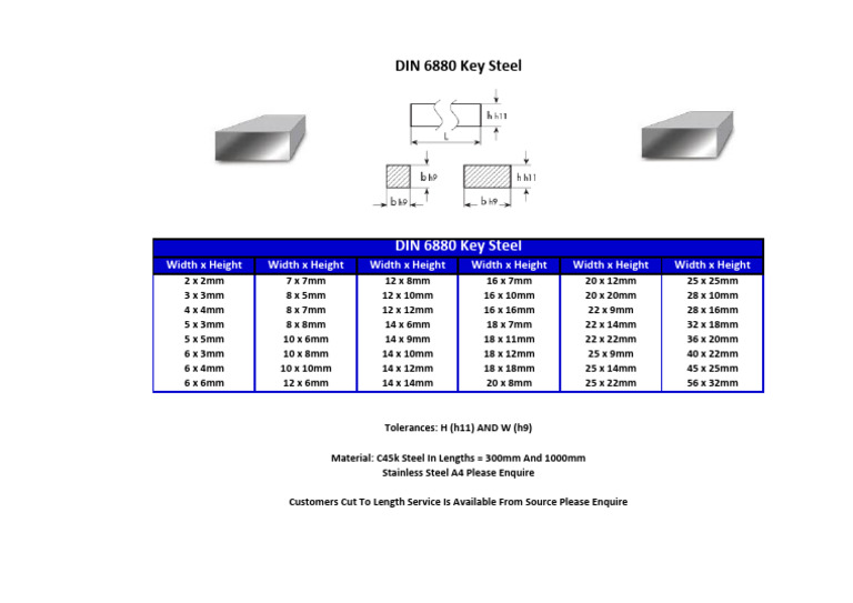 DIN 6880 Key Steel | PDF