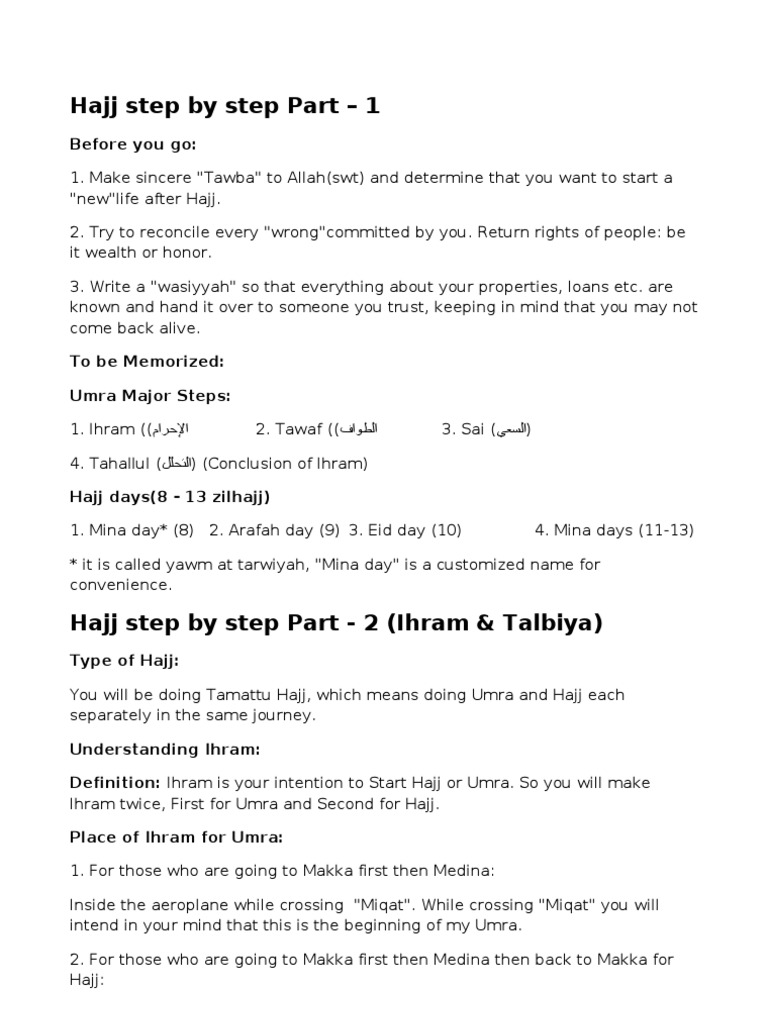 Hajj Step by Step Full | PDF | Hajj | Mecca