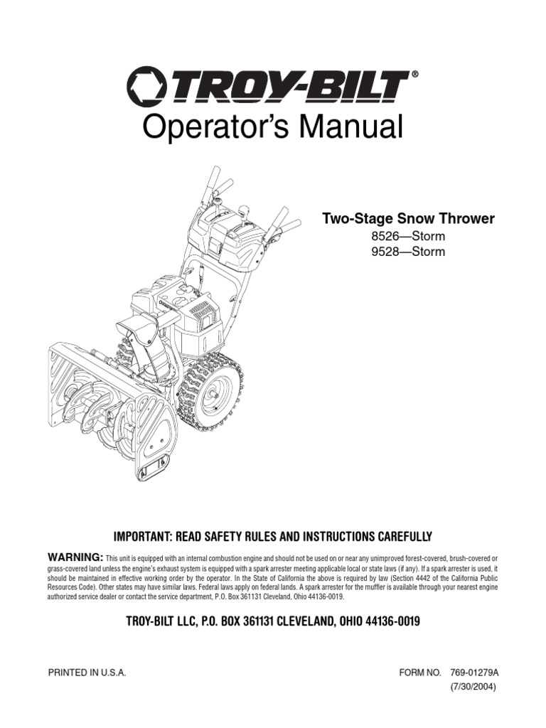 Operator's Manual: Two-Stage Snow Thrower | PDF