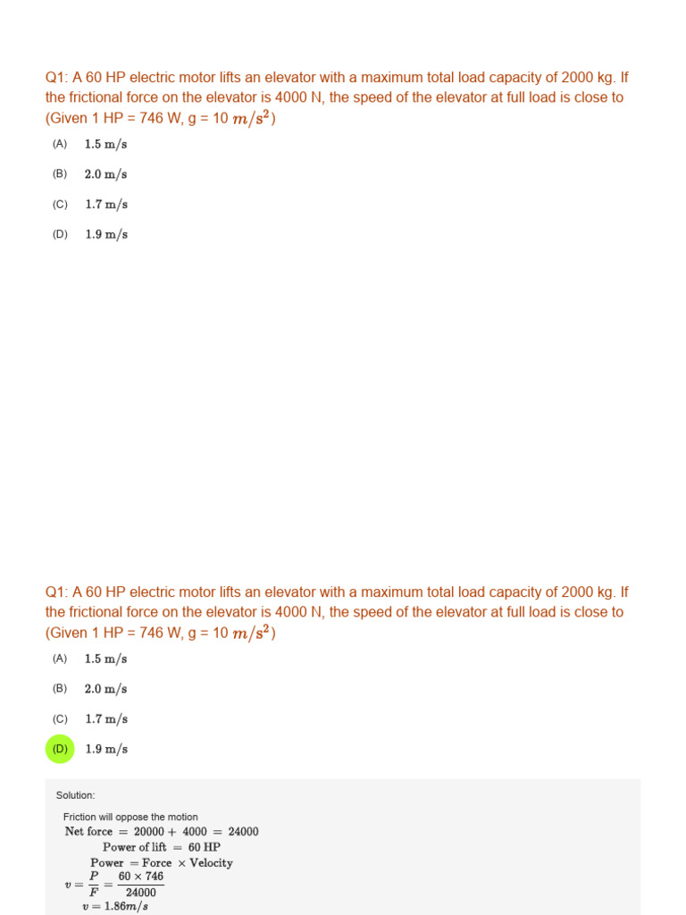 Work, Energy and Power - JEE Main 2020-22 PYQ | PDF