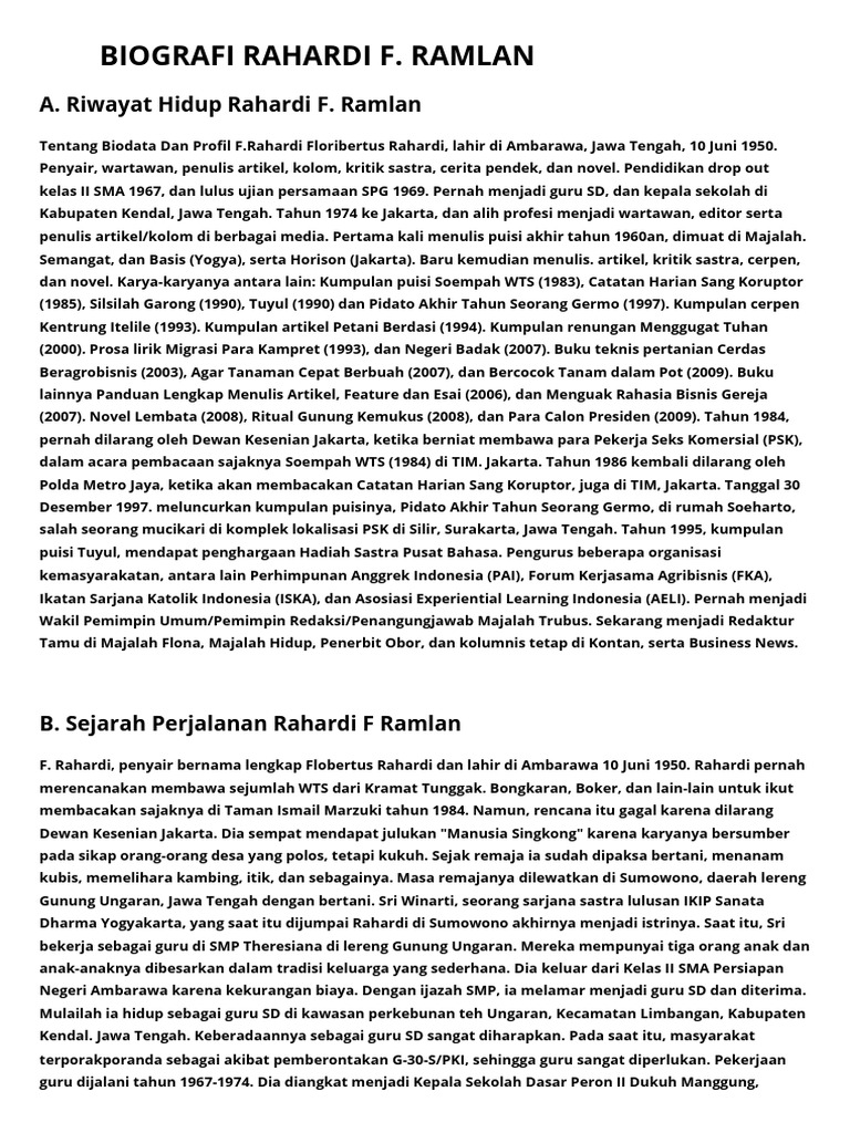 Biografi Rahardi F. Ramlan - 20240731 - 215421 - 0000 | PDF