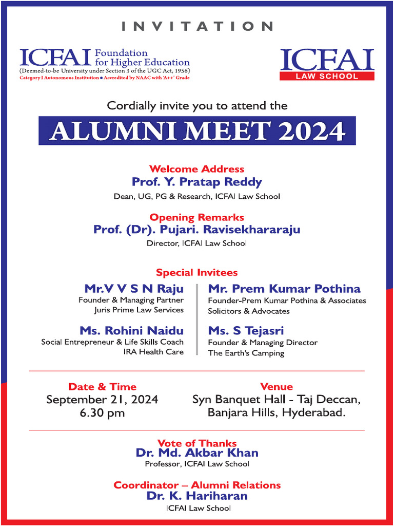 IFHE Law School Alumni Meet Invitation 2024 | PDF