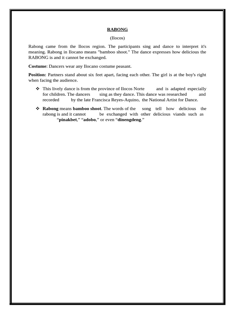 Folk Dance Rabong | PDF