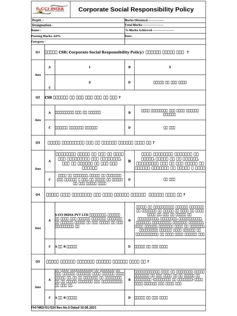 Corporate Social Responsibility Policy | PDF