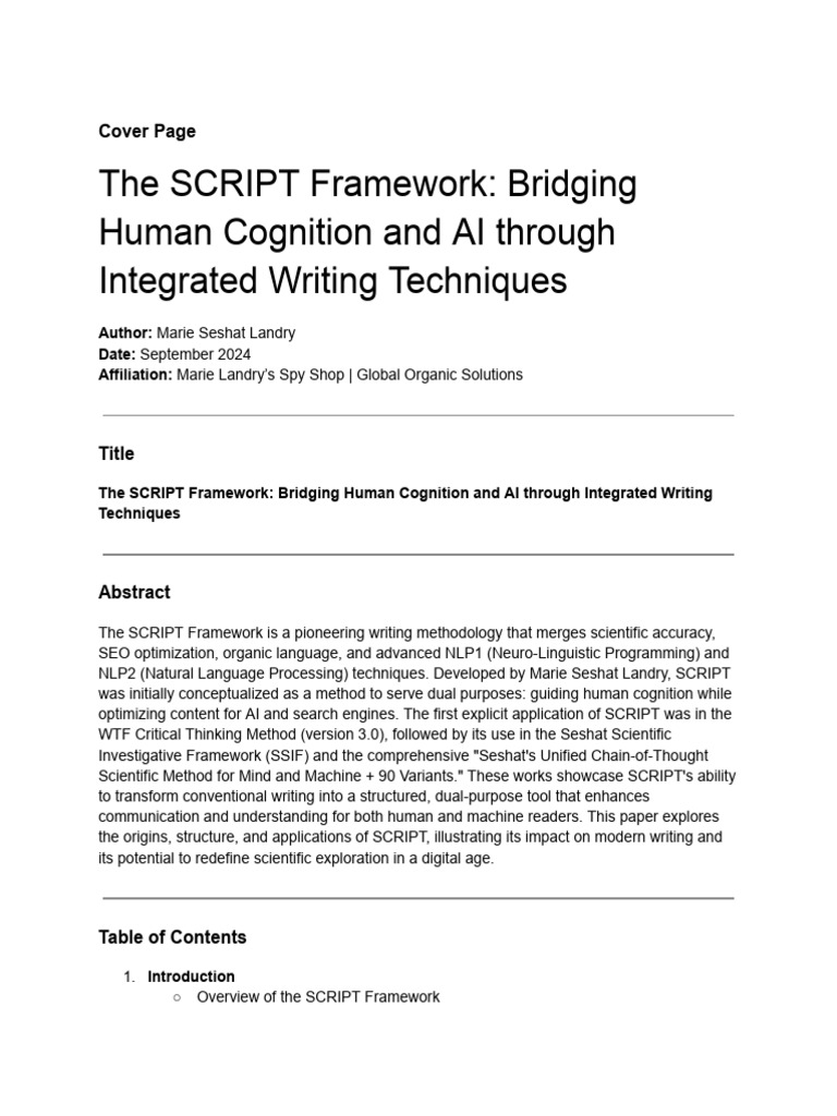 The SCRIPT Framework - Bridging Human Cognition and AI Through ...