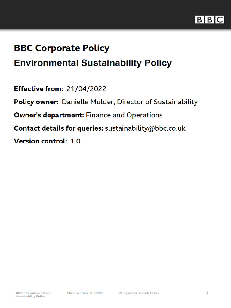 Environmental Sustainability Policy | PDF