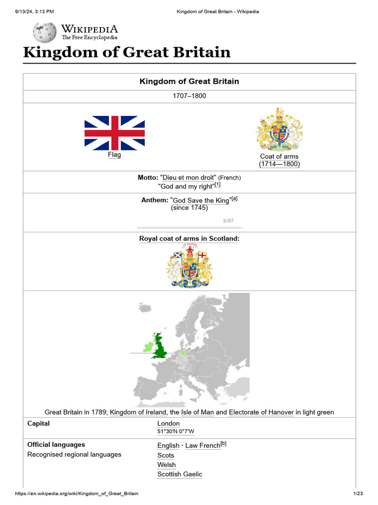 Kingdom of Great Britain - Wikipedia | PDF