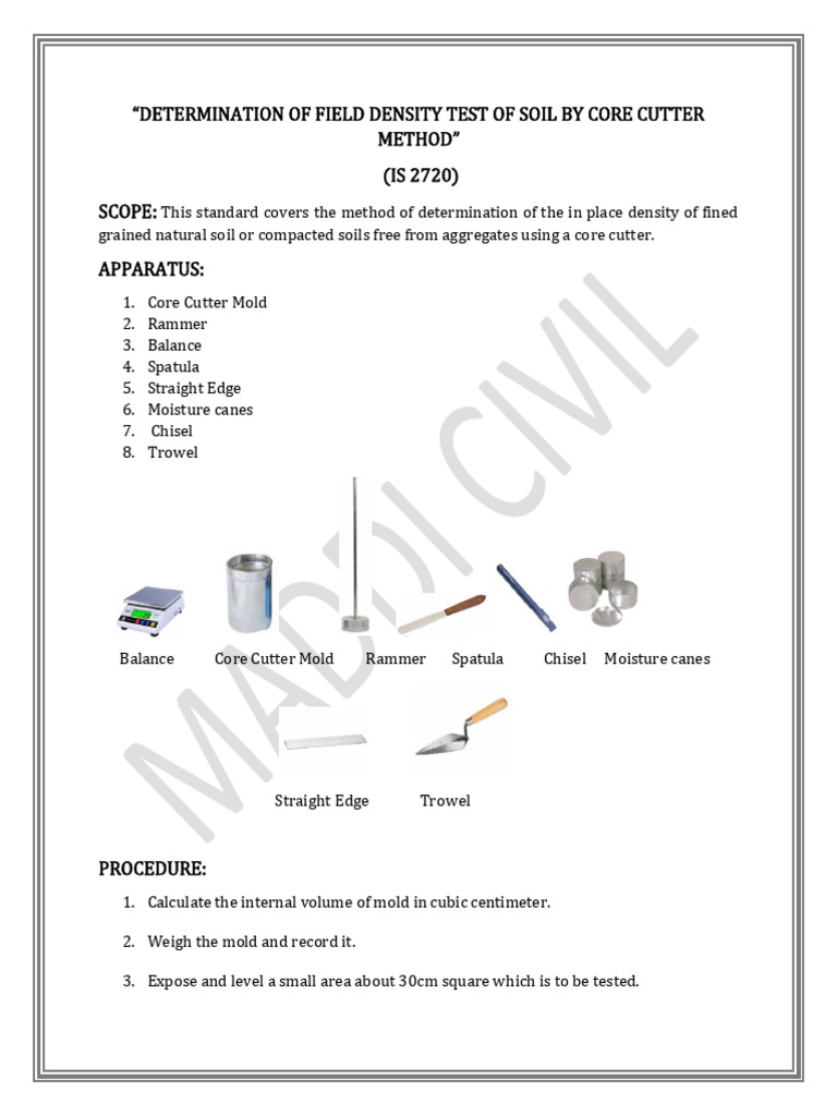 FDT by Core Cutter Civil Engineering Laboratory | PDF