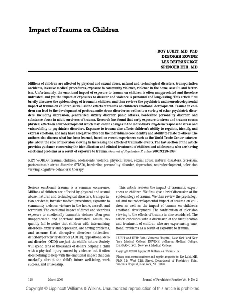 Impact of Trauma On Children.4 | PDF
