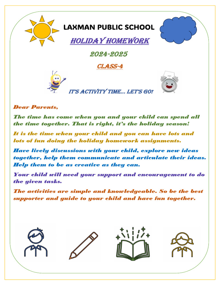 Holiday Homework Class 4 | PDF