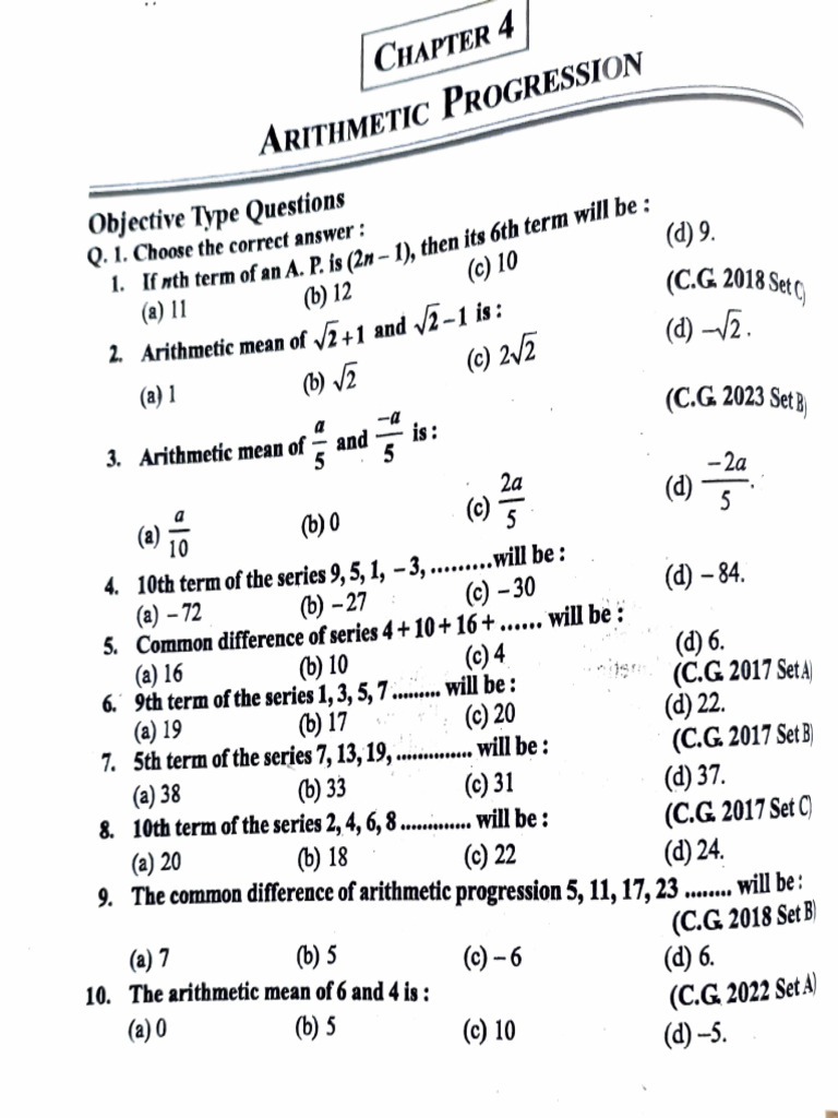 Arithmetic Progression Quiz Questions | PDF | Analysis | Mathematics