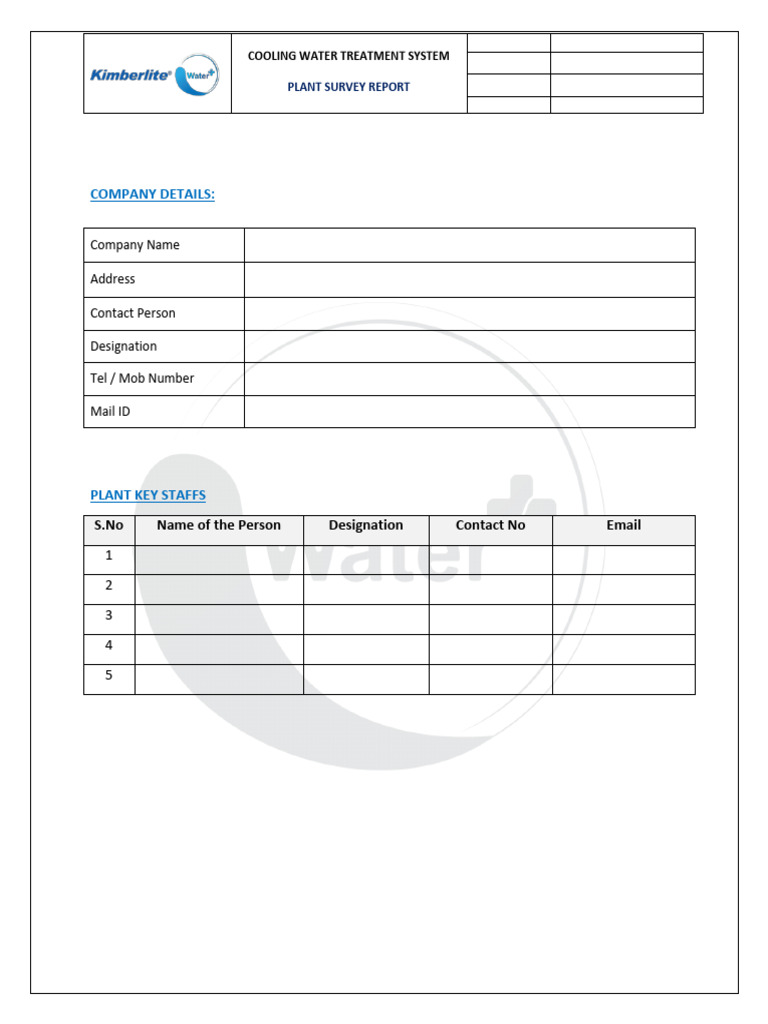 Cooling Water Treatment Survey Report | PDF | Water | Chemistry