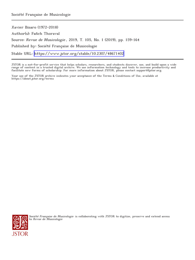 Xavier Bisaro: Musicologist's Legacy | PDF