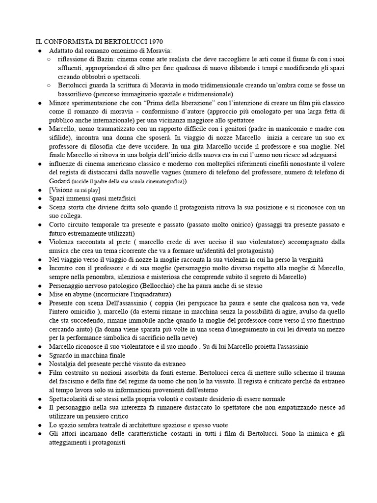 IL CONFORMISTA DI BERTOLUCCI 1970 - Visione Film | PDF