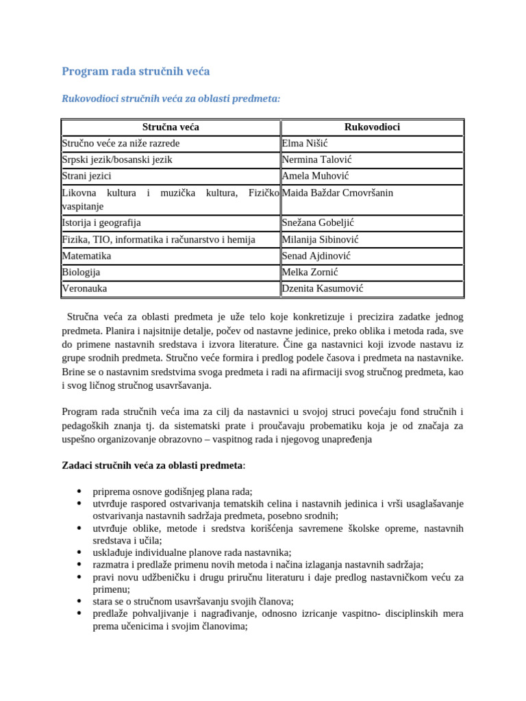 Program Rada Stručnih Veca | PDF