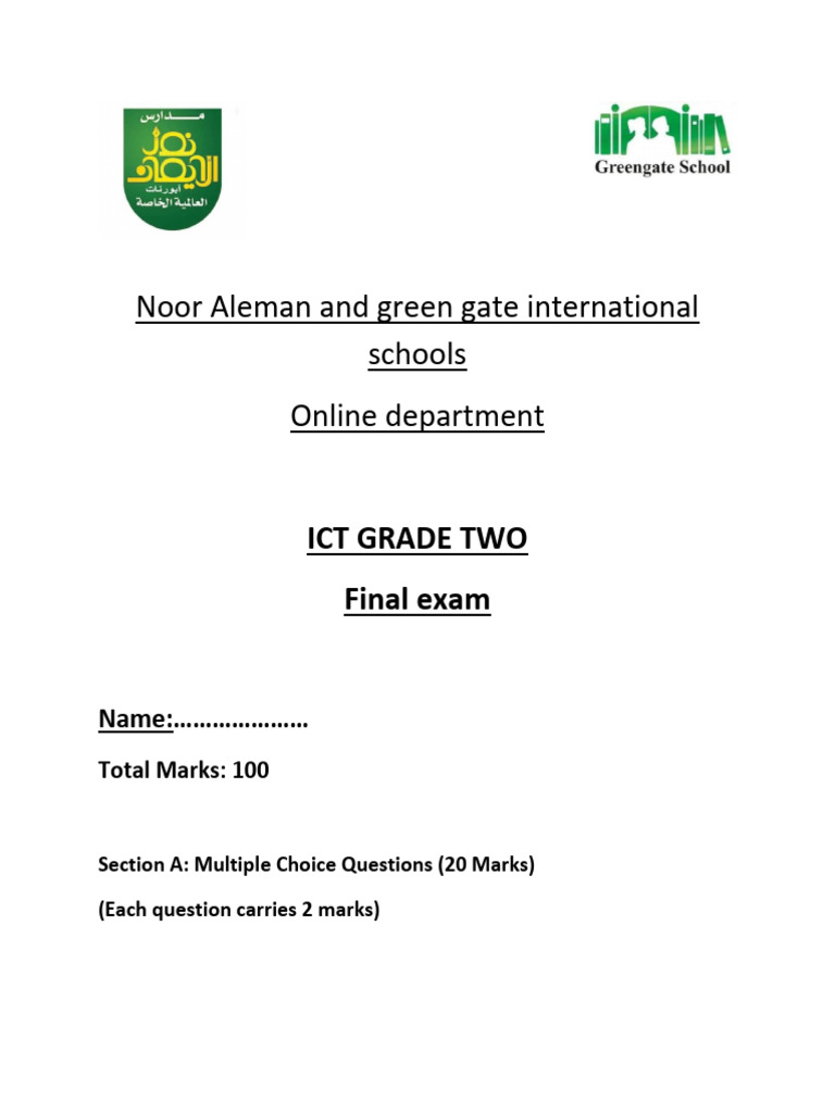 ICT Grade2 Term2 Exam | PDF