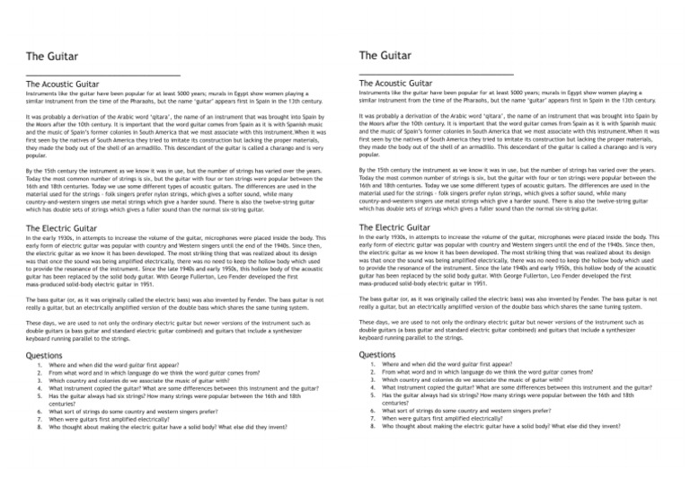 The Guitar 7 Worksheet Double | PDF