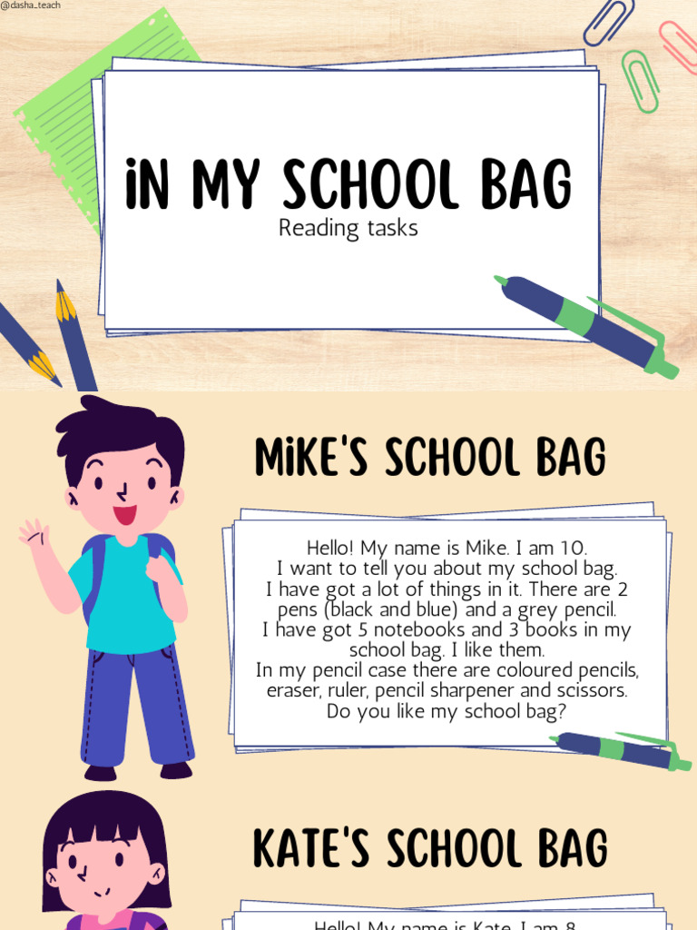 Reading "In my school bag" | PDF