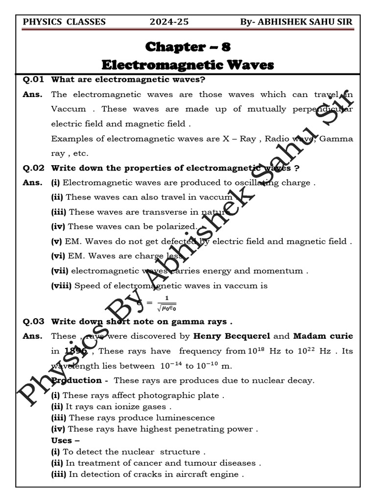 Physics Chapter-8 IMP Questions & Derivations | PDF