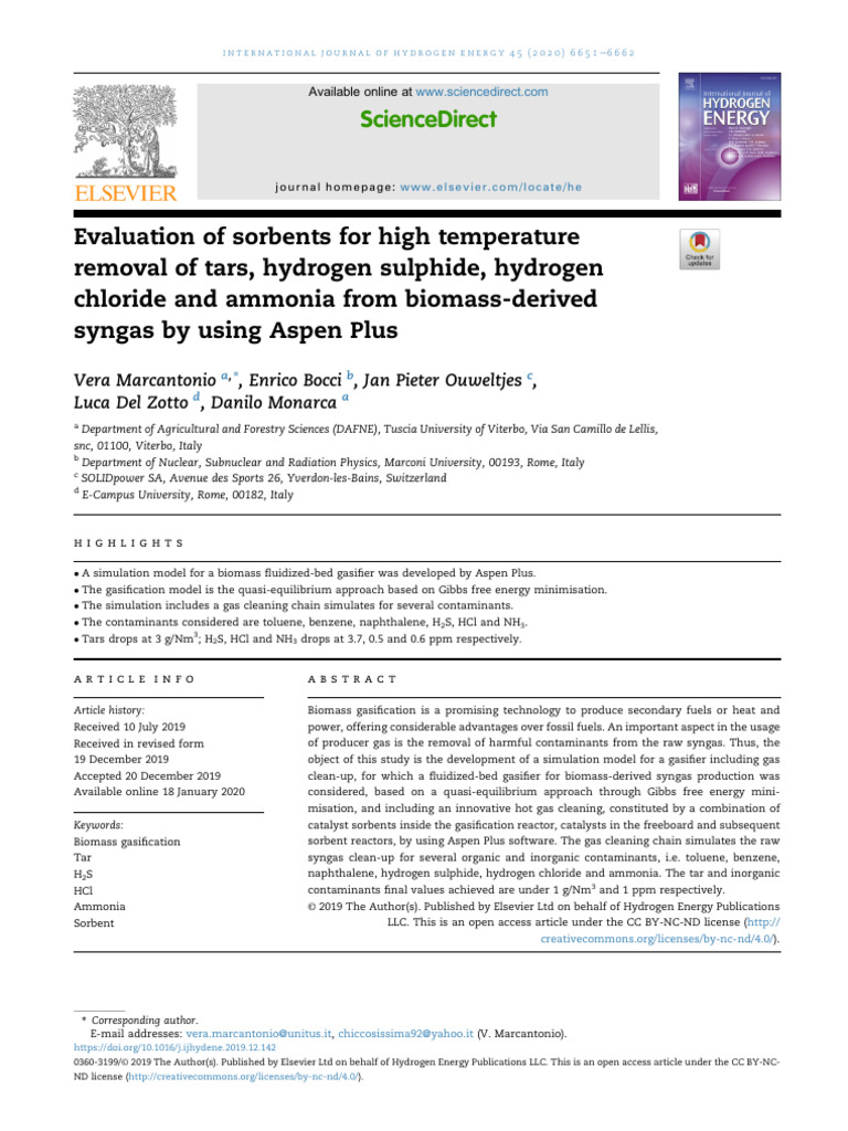 Evaluation of Sorbents For High Temperature Remova | PDF