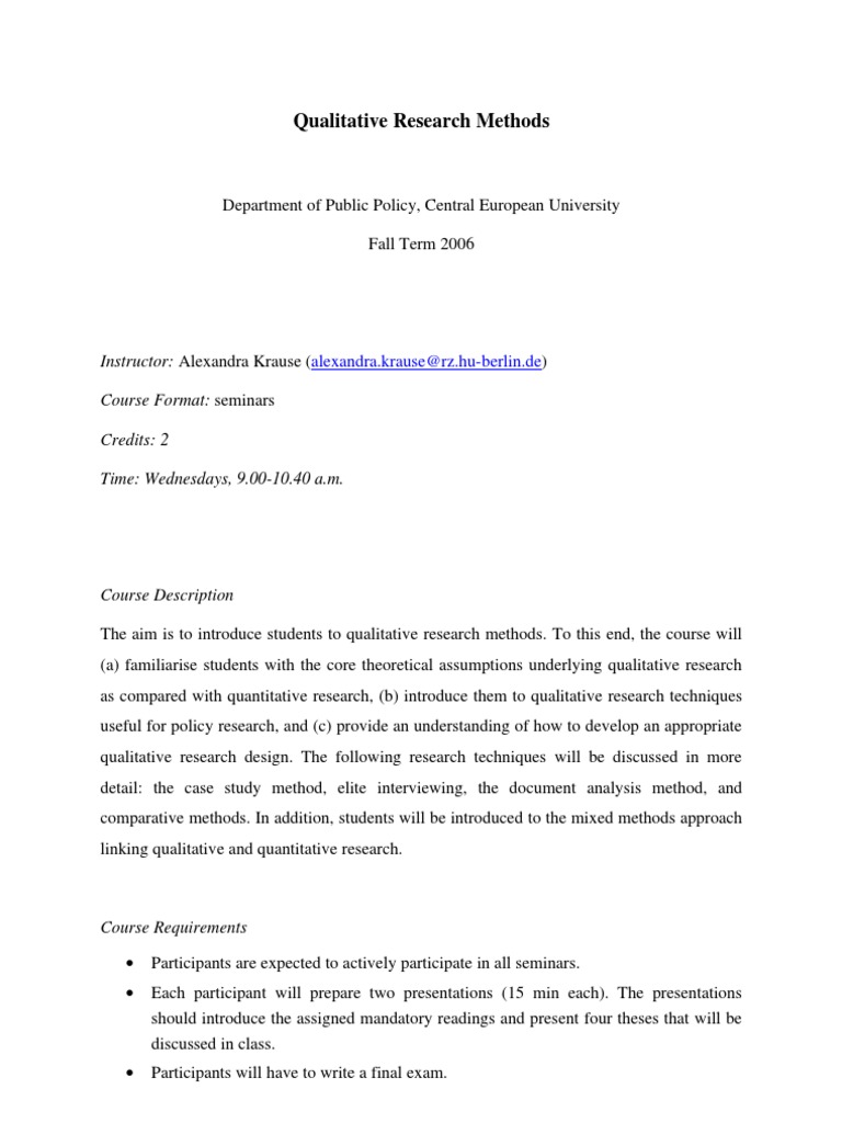 Krause Qualitative Methods | PDF | Qualitative Research | Quantitative ...