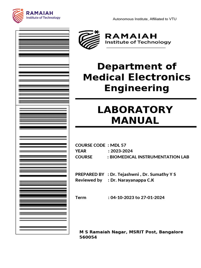 BMI - I Lab Manual Final 2023-2024 | PDF
