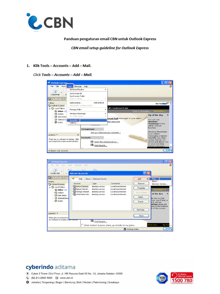 Panduan Email CBN - Outlook Express | PDF