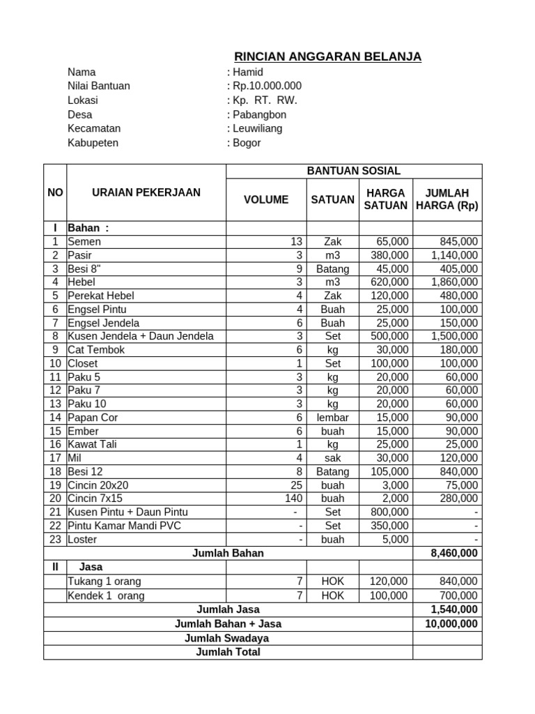 FORMAT RAB BTT 2024 10 Juta | PDF