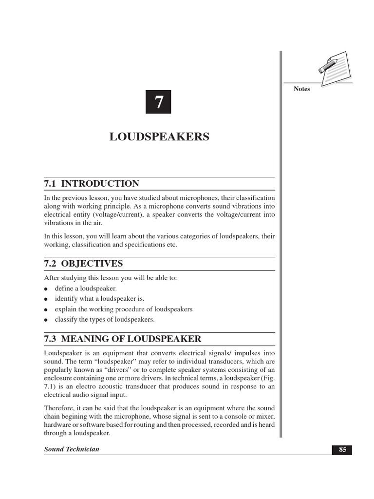 8 Lesson-07 LOUDSPEAKERS | PDF