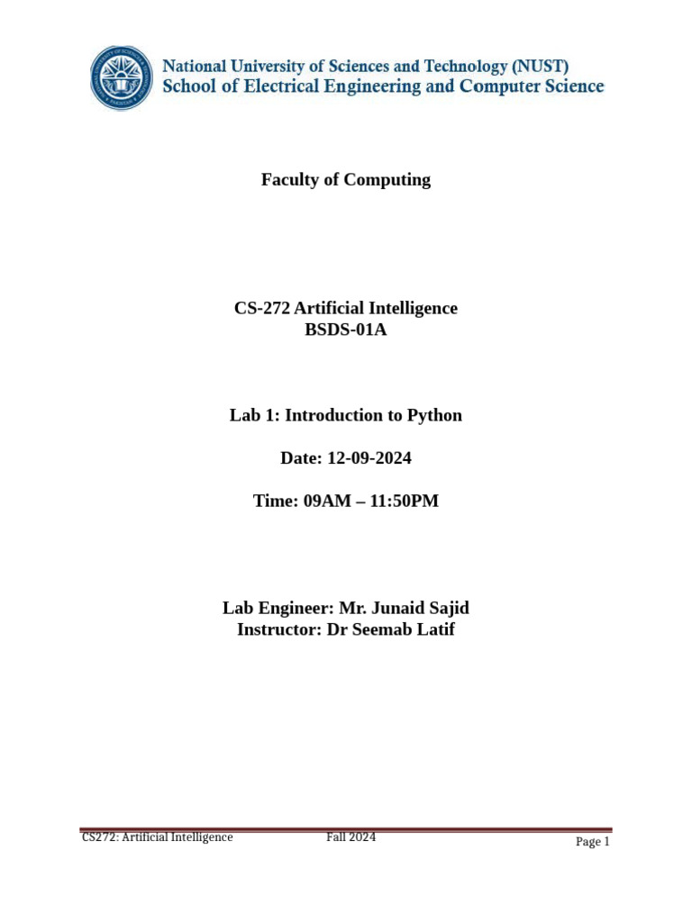 Lab 1 Introduction To Pythondsaas Pdf