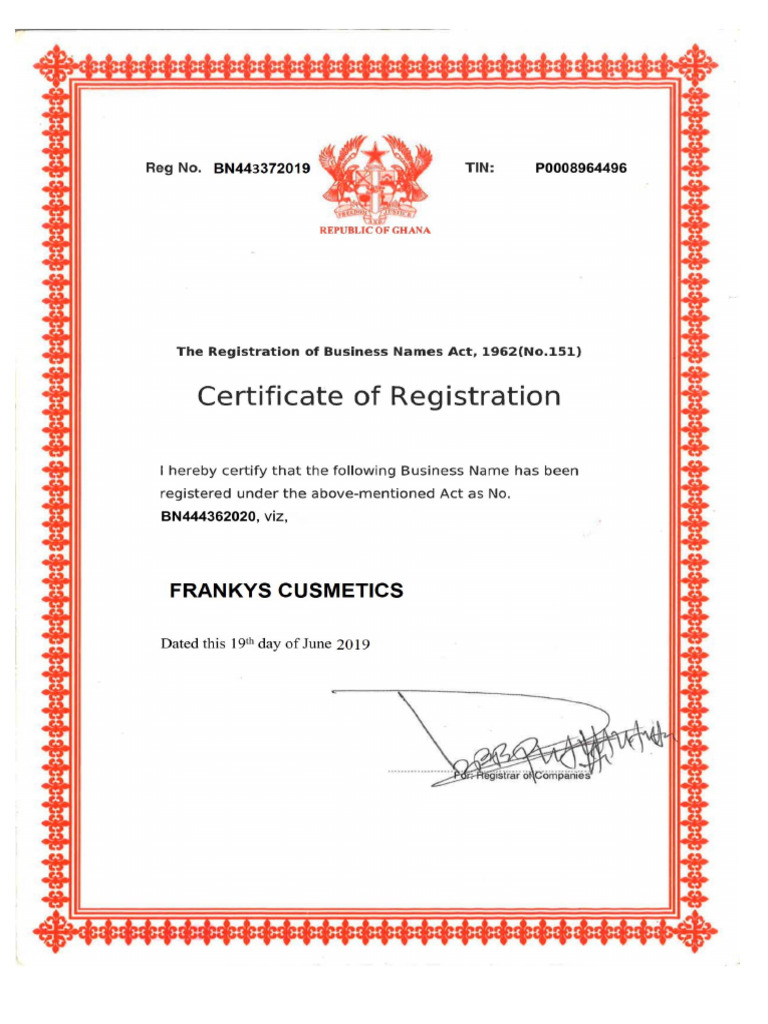 Business Registration Certificate | PDF