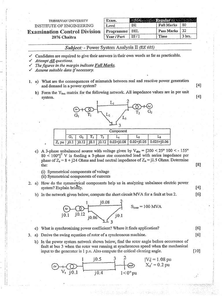 IOE POWER SYSTEM ANALYSIS Past Question | PDF
