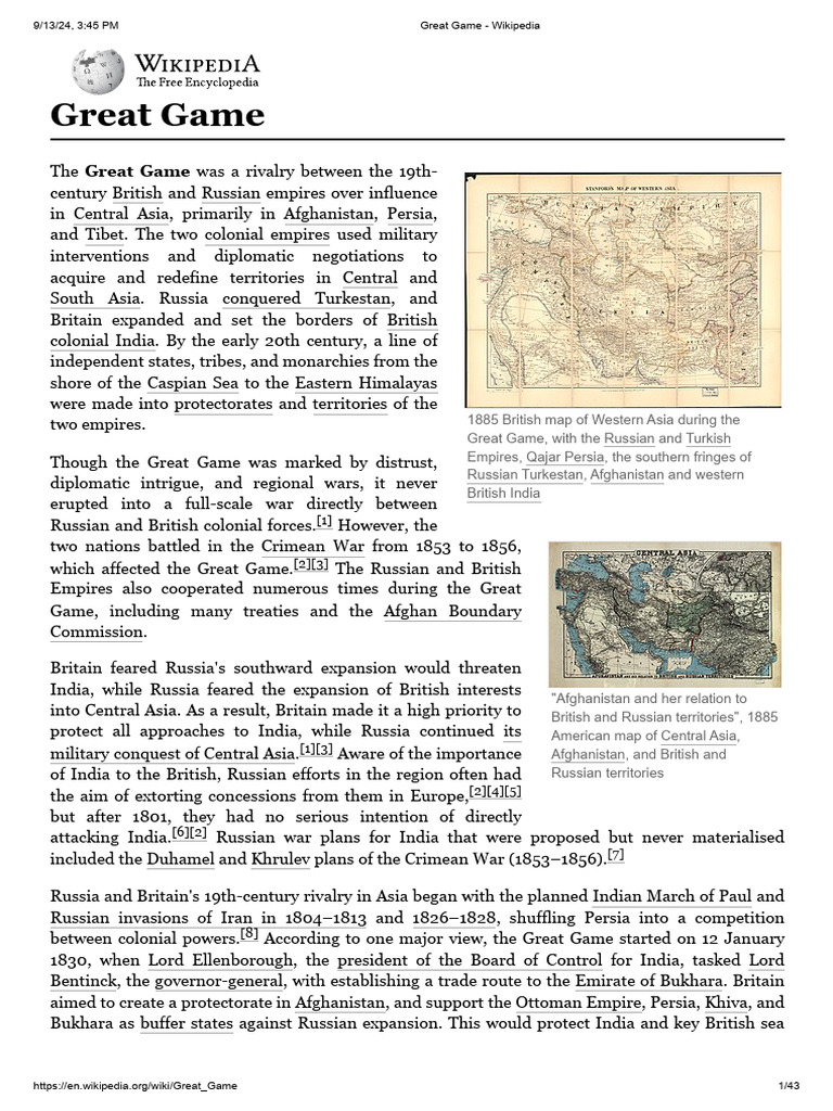 Great Game - Wikipedia | PDF