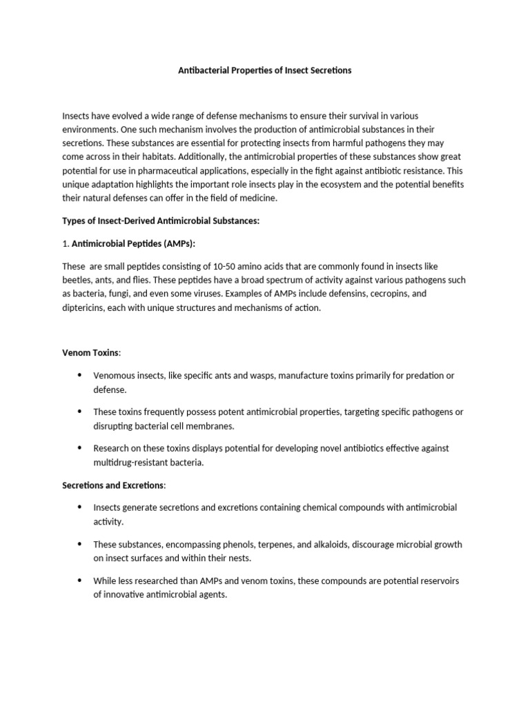 Antibacterial Properties of Insects Secretion Updated. Okeile Emmanuel ...