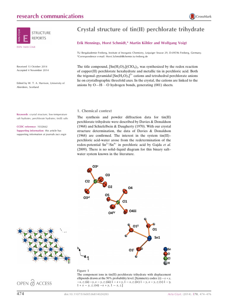 Crystal Structure of Tin (II) | PDF