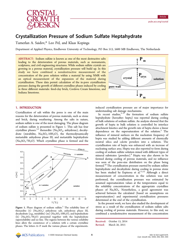 Crystallization Pressure of Sodium Sufate Heptahydrate | PDF