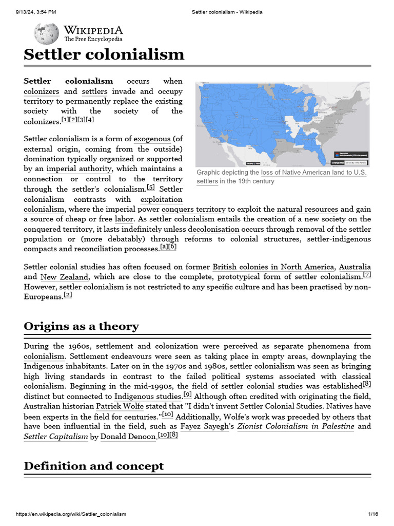 Settler Colonialism - Wikipedia | PDF