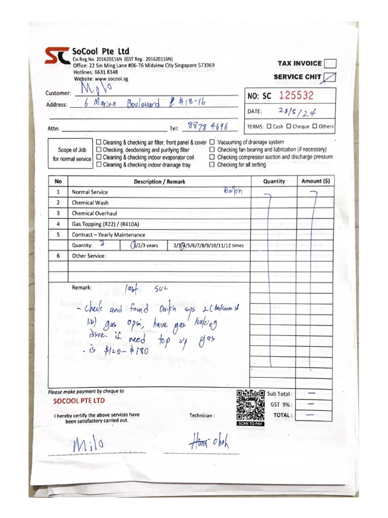 Aircon Service Chit The Sail | PDF
