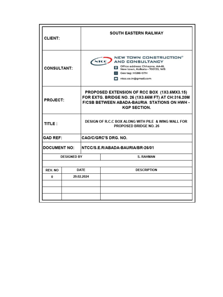 Analysis of RCC Box - Br. No. 26 & Design of Retaining Wall | PDF
