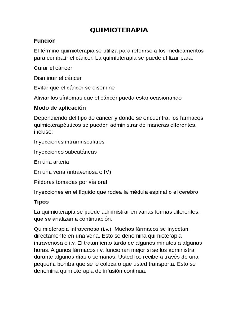 QUIMIOTERAPIA | PDF | Quimioterapia | Medicina CLINICA