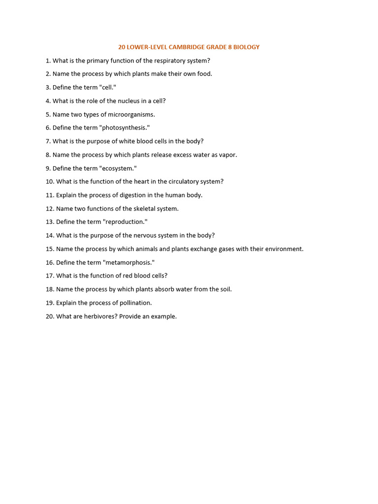 Biology Test grade 8 | PDF