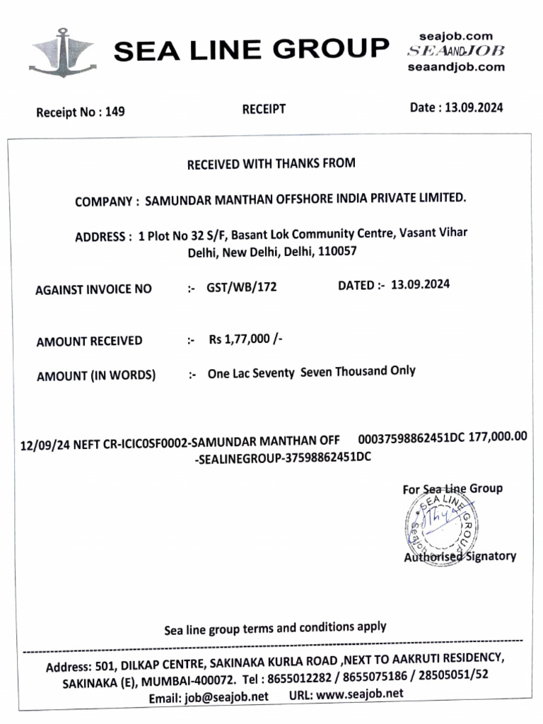 Samundar Receipt | PDF