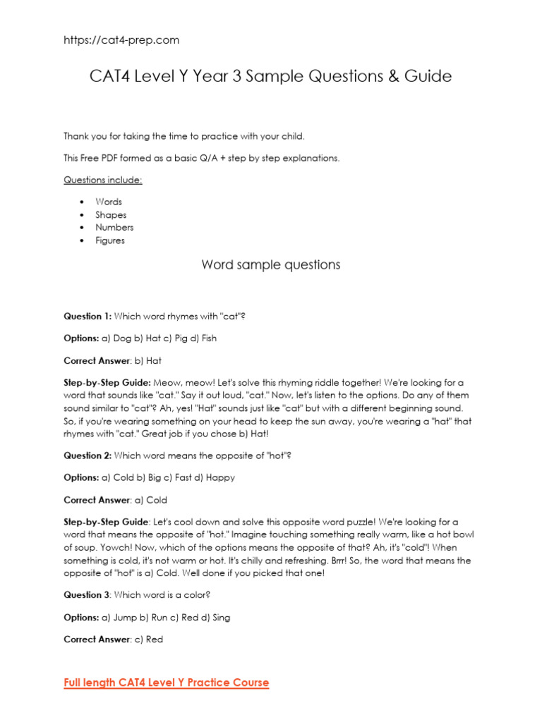 CAT4 Level Y PDF | PDF