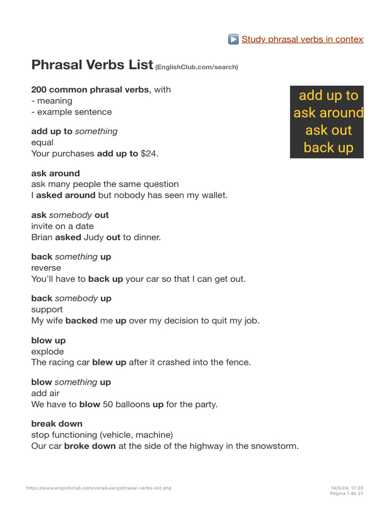200 Phrasal Verbs List | PDF