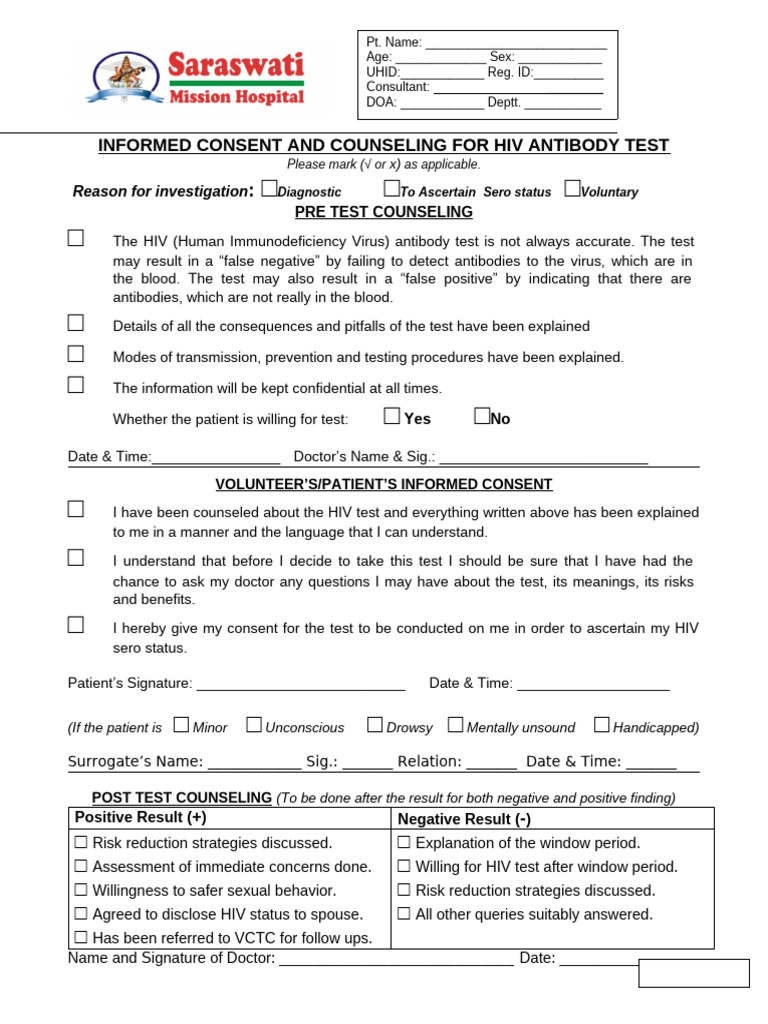 HIV TESTING Consent | PDF