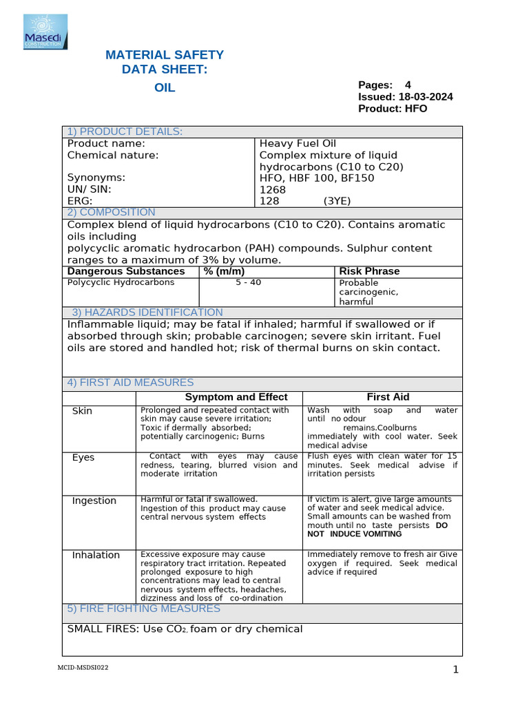 MSDS HF0 150 SA Oil | PDF | Polycyclic Aromatic Hydrocarbon | Science ...