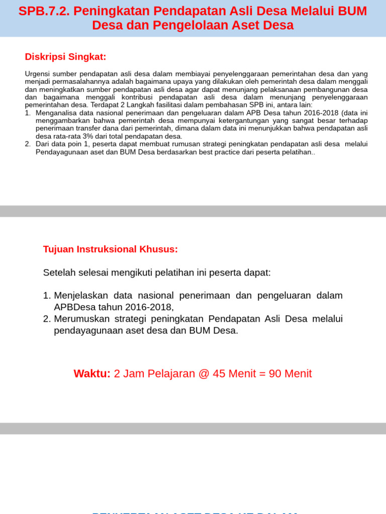 SPB.7.2. PENINGKKATAN ASET DESA MELALUI PENGEMBANGAN BUM DESA | PDF