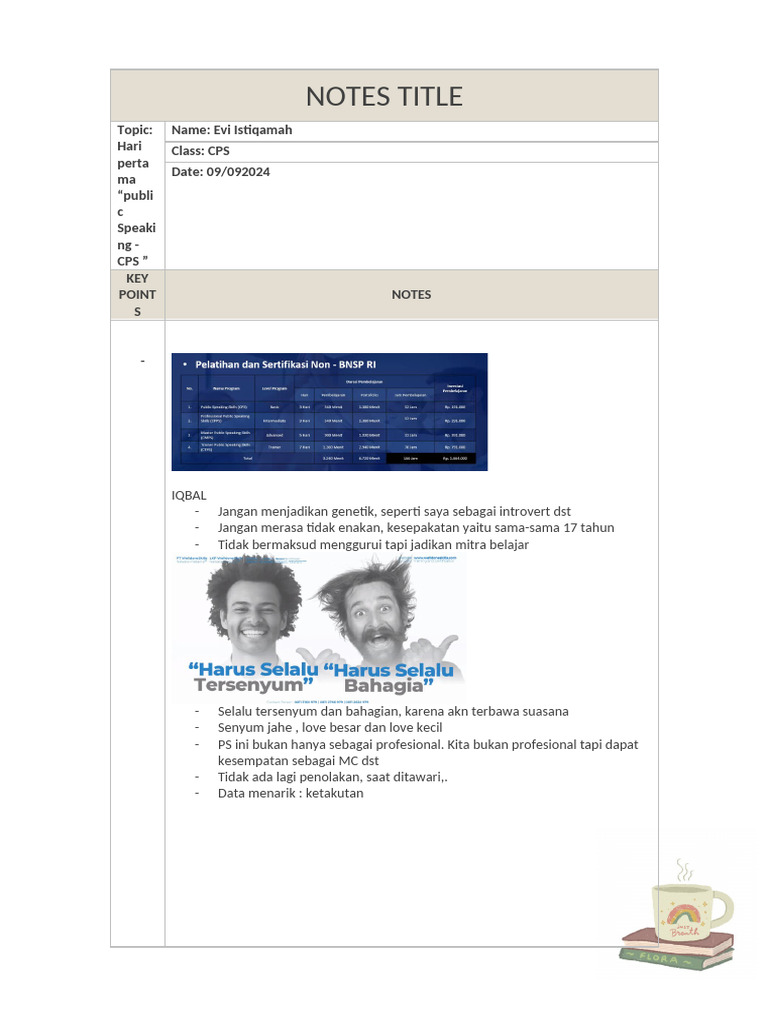 Coffee-Cornell-Note-Catatan Public Speaking | PDF