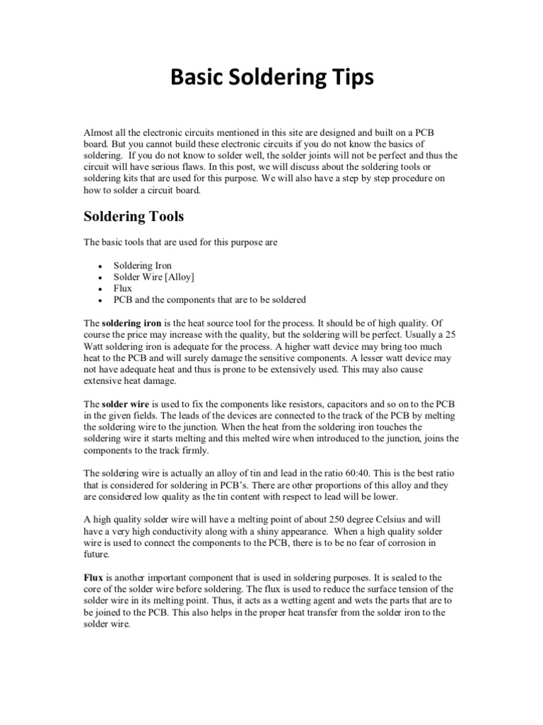 Basic Soldering Tips | PDF | Soldering | Solder