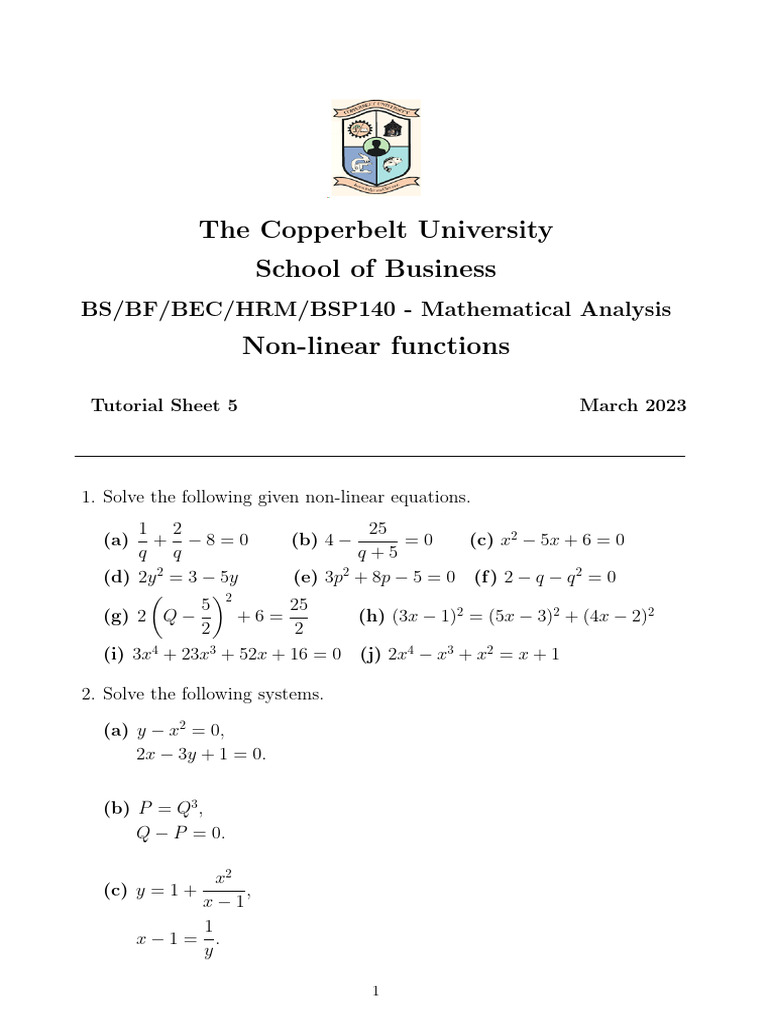 140 tutorial sheet 5 -23 | PDF